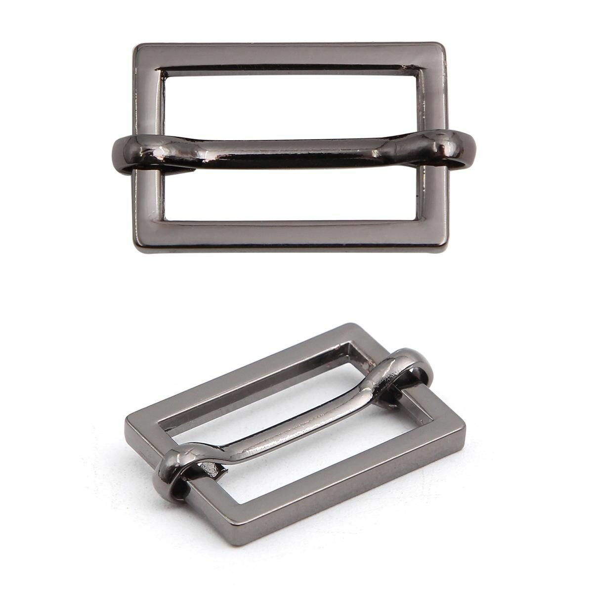 Рамка-регулятор для сумок айрис литая с подвижной планкой 20 мм, 25х17 мм, D 2,5 мм металл, черный никель, 4 шт