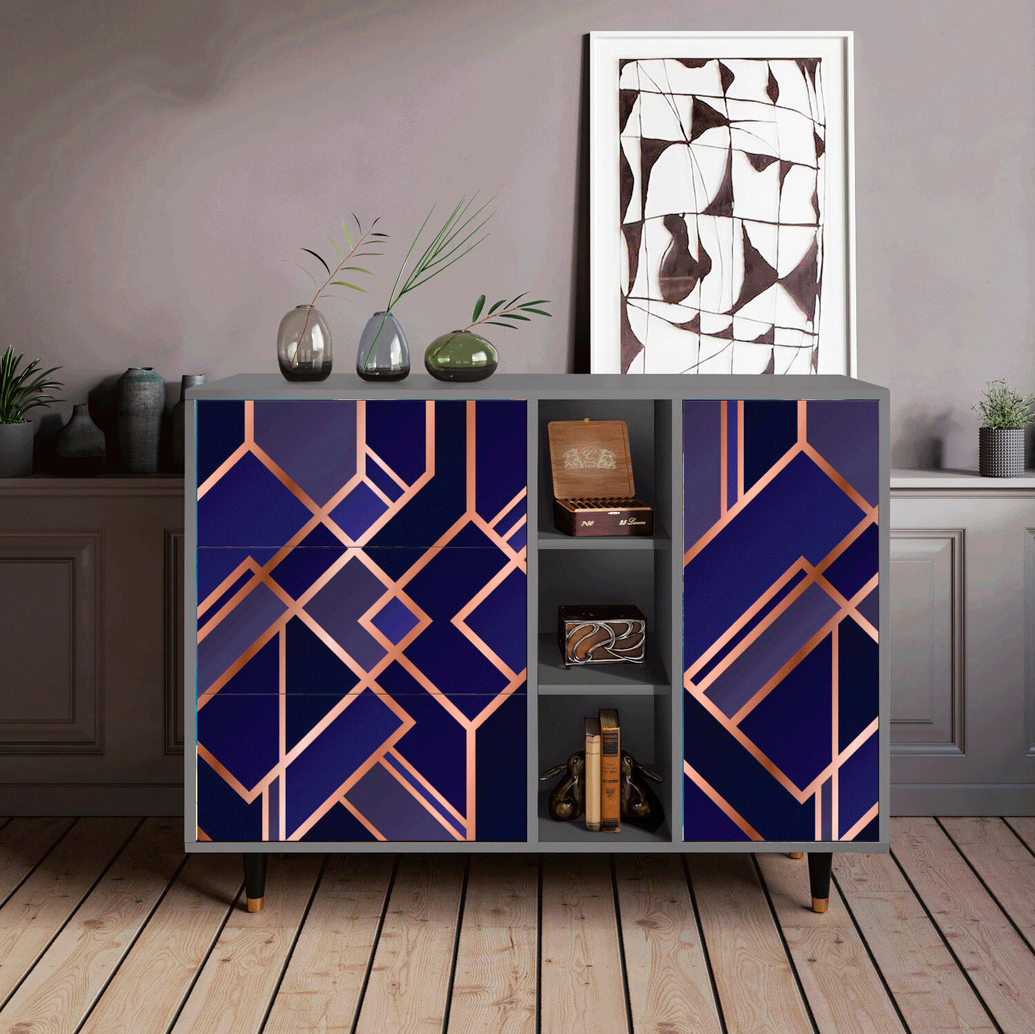 Комод - STORYZ - BS2 Aquamarine Getsby, Разер - 125 x 97 x 48 см , Цвет корпуса - Серый