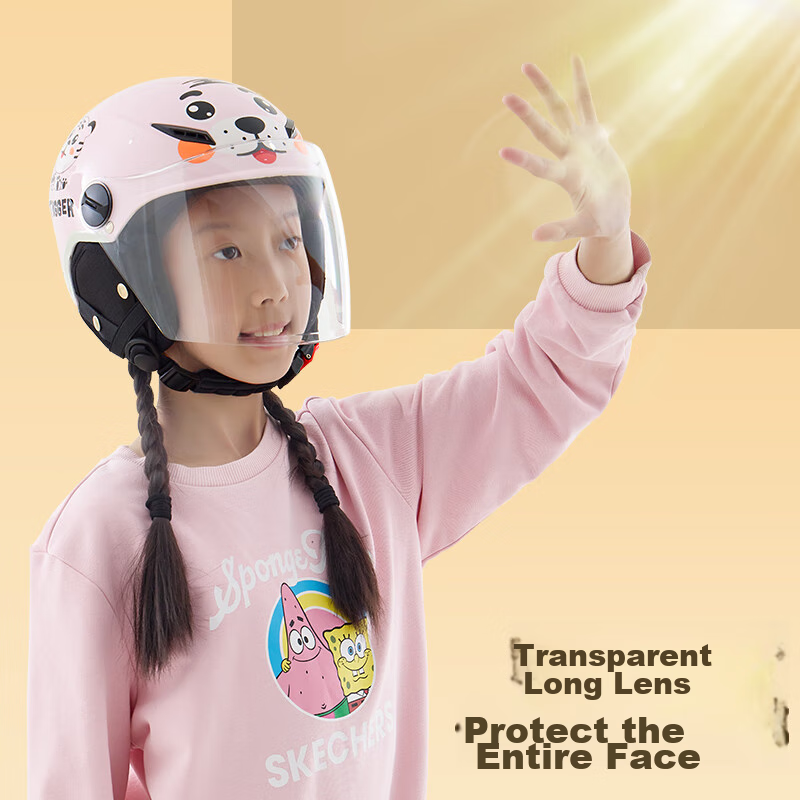 MYARMOR Children's Helmet, Electric Vehicle New National Standard 3C Certified Motorcycle Half Helmet, Lightweight Safety Helmet for Boys And Girls, Suitable for All Seasons, One Size Fits All (48-55), Pink