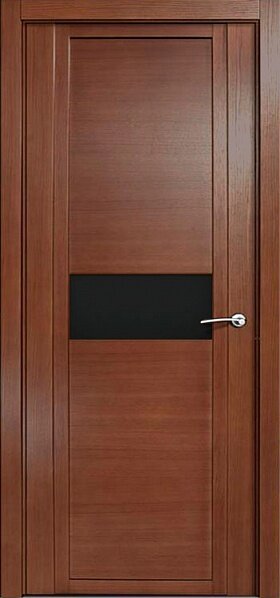 Межкомнатная Дверь Verda H-1 Дуб Палисандр со Стеклом Черное 2000х800мм (Полотно+Коробка+5 Наличников) / Верда.