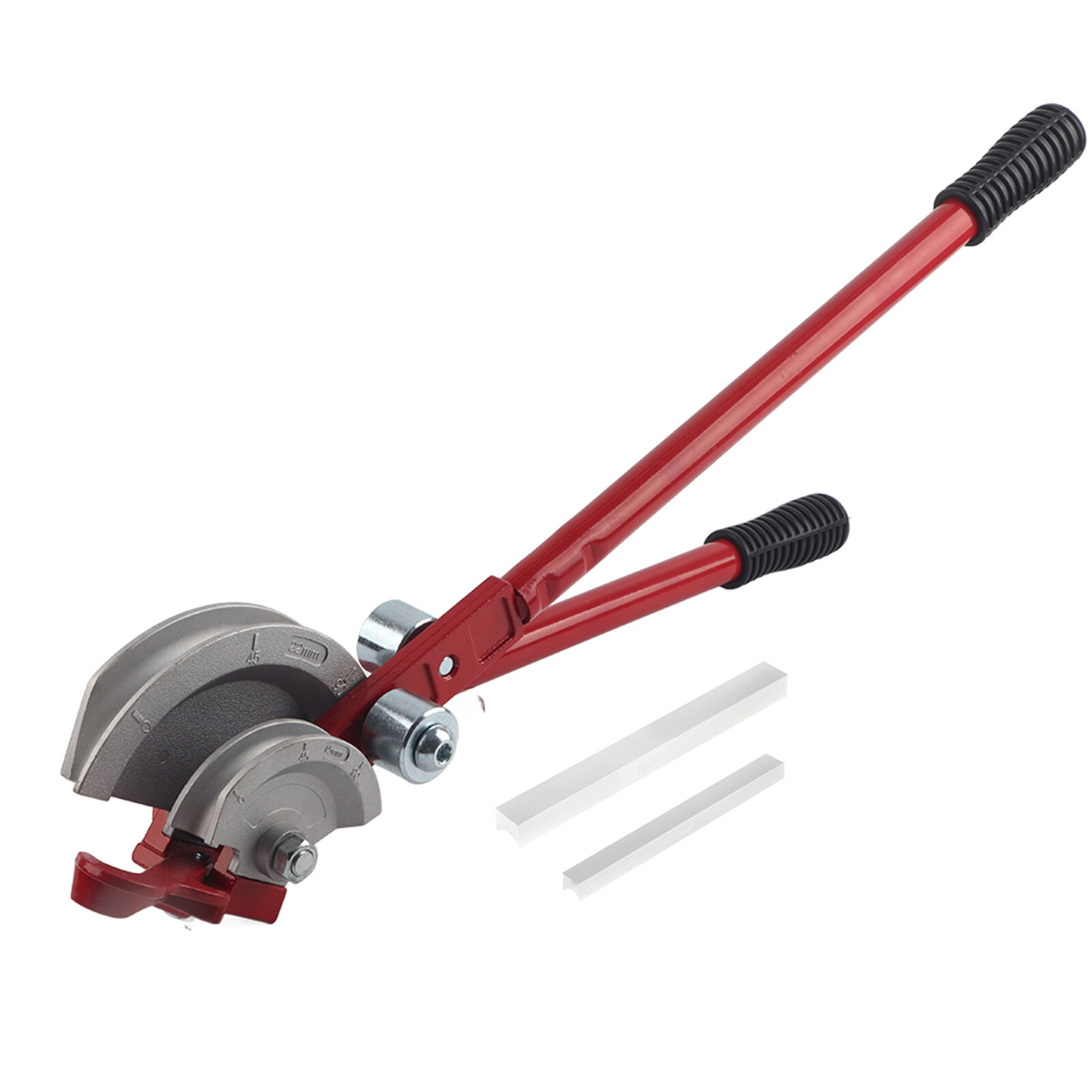 Универсальный ручной трубогиб 2 в 1, поворачивающийся на 180°, красного цвета, для тяжелых работ, подходит для труб диаметром 15 мм/22 мм.