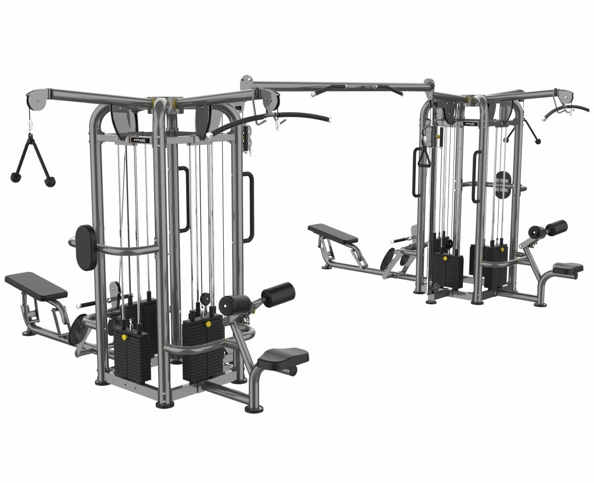 8-и Позиционная мультистанция с блочной рамкой (верхняя тяга x 2, нижняя тяга x 2 , трицепс x 2, регулируемая блочная рамка)