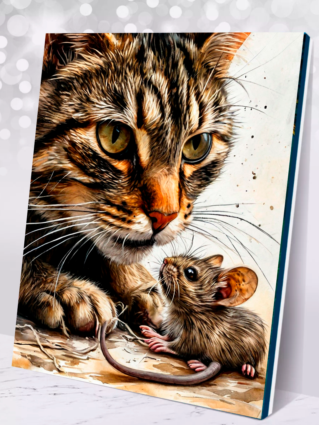 Картина по номерам "Кот и мышь" 40х50 см, хлопковый холст на подрамнике, акрил, Hobby Home