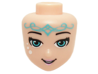 Mini Doll, Head Friends with Bright Pink Lips, White Spots and Medium Azure Eyes and Tribal Markings Pattern (Naida Riverheart), 19833 Light nougat U