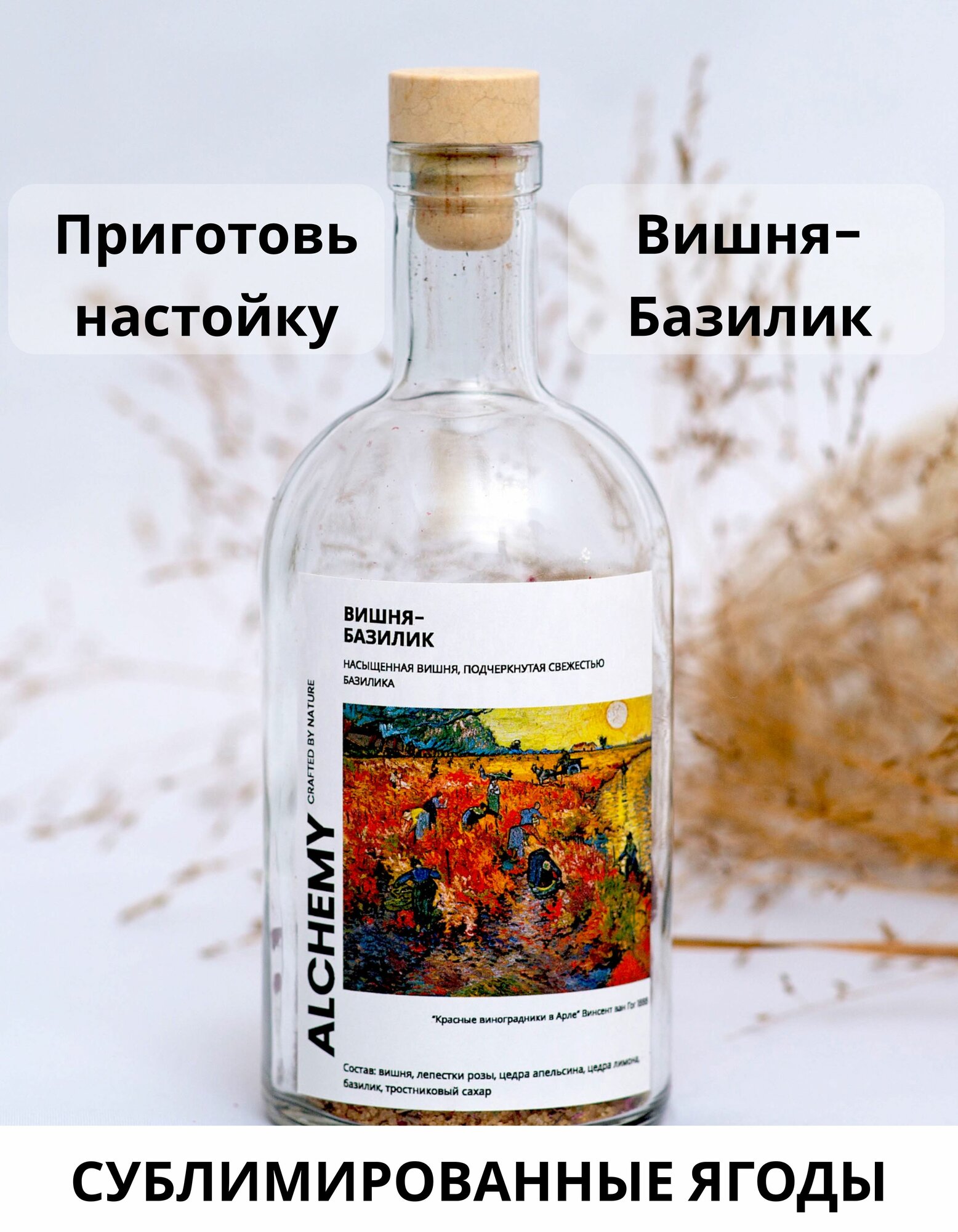 Набор ALCHEMY для настойки "Вишня-Базилик", подарочная упаковка, сублимированные ягоды