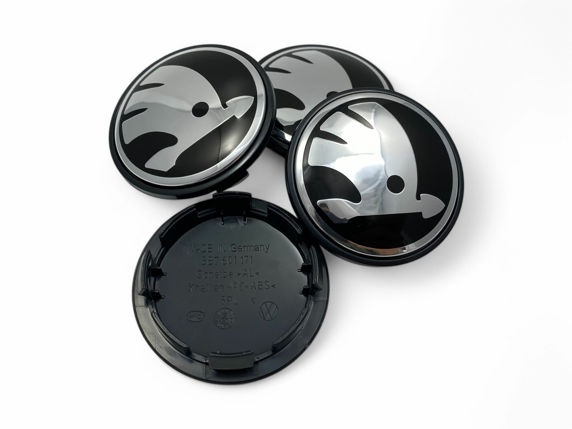 Заглушка диска/Колпачок литой диск Шкода/Skoda 65 mm (65/56/12) 3B7.601.171 (комплект 4 шт)