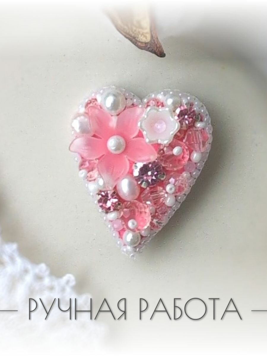 Брошь, жемчуг пресноводный культивированный, хрусталь