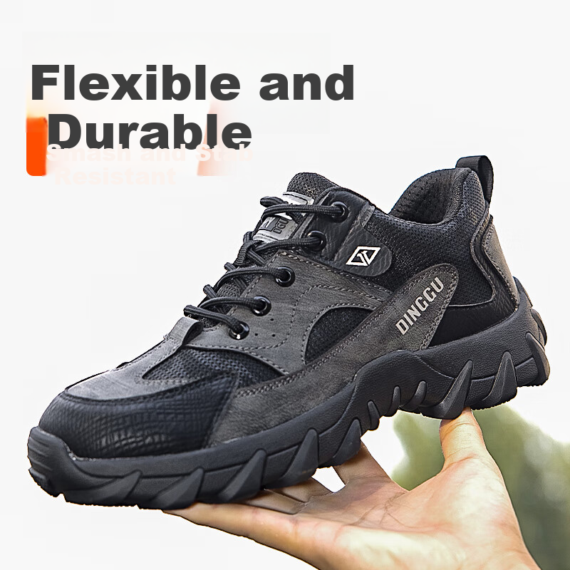 Dinggu Men's Steel Toe High-top Safety Shoes with Anti-smashing and Anti-stabbing Features for All Seasons, Warm and Safe Shoes 1279hui43
