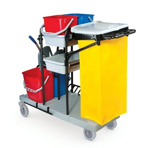 Тележка уборочная Brabix 601501, ведра 2х20 л, 2х11 л, механический отжим, держатель для мешка, мешок, 2 поддона