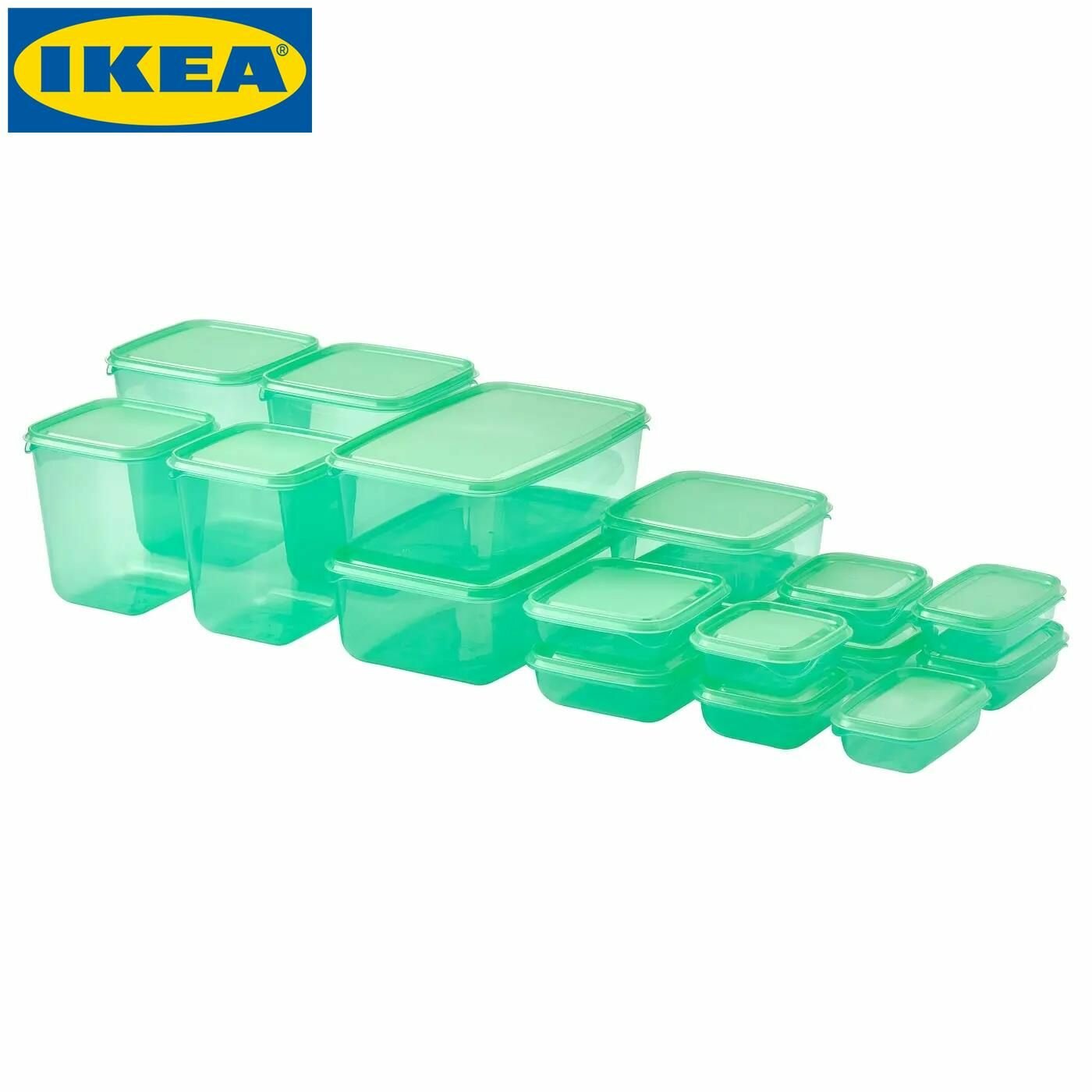 Контейнеры для хранения еды, круп, специй на кухне прута IKEA, набор 17 штук