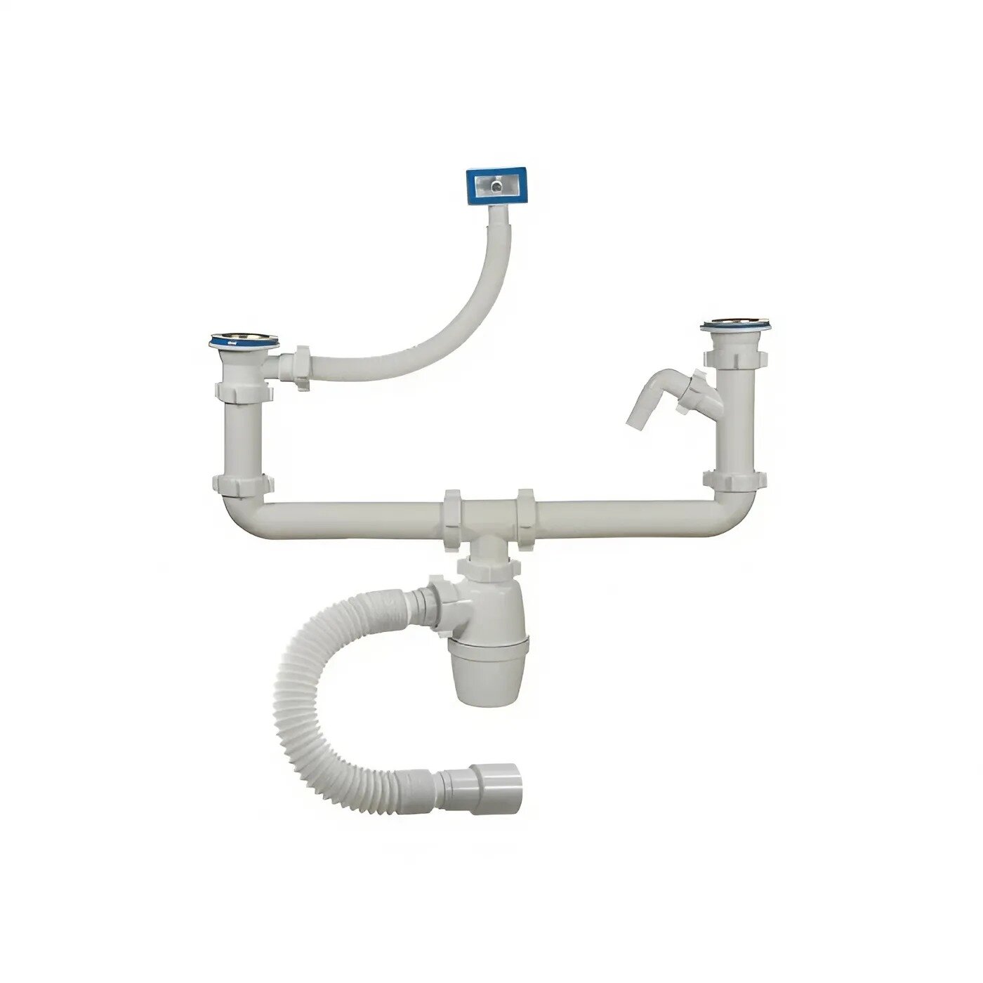 Сифон Орио А-40091, для кухонной мойки, бутылочный, двойной, с гибким переливом