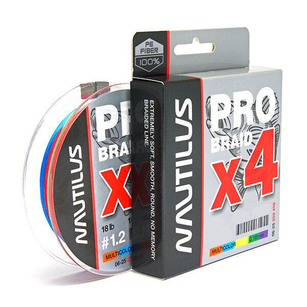 Плетеный шнур Nautilus Pro "Braid X4 Multicolor", 0.1 мм, 150 м