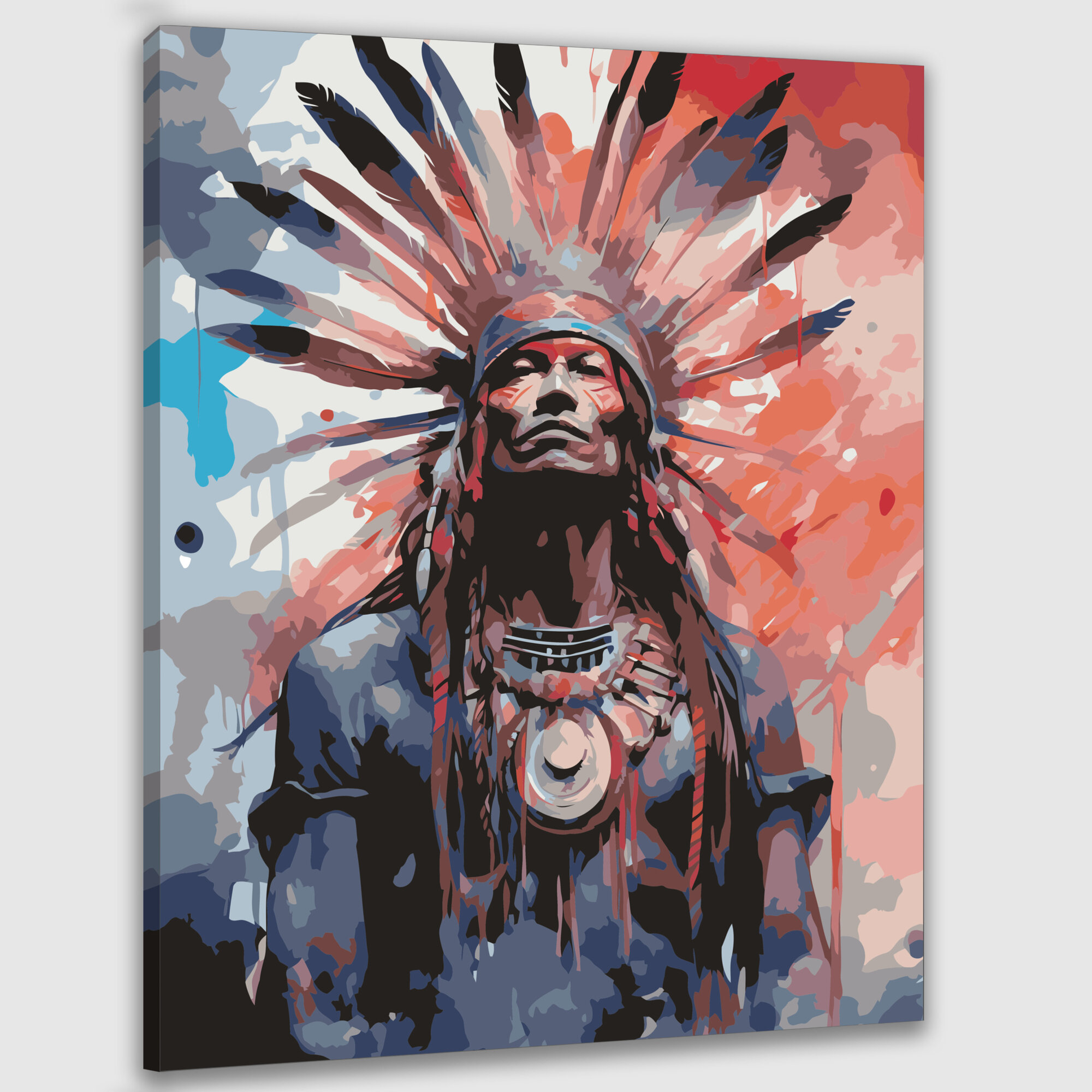 Картина по номерам 40x50 см, акварель, иллюстрация, шаман, прозрение, мазки кисти, цветовая палитра