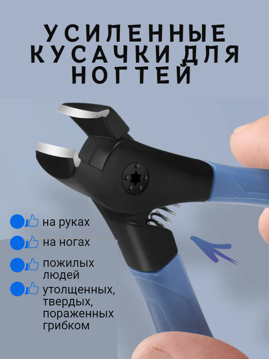 Кусачки для толстых ногтей. Книпсеры усиленные. Синие ручки