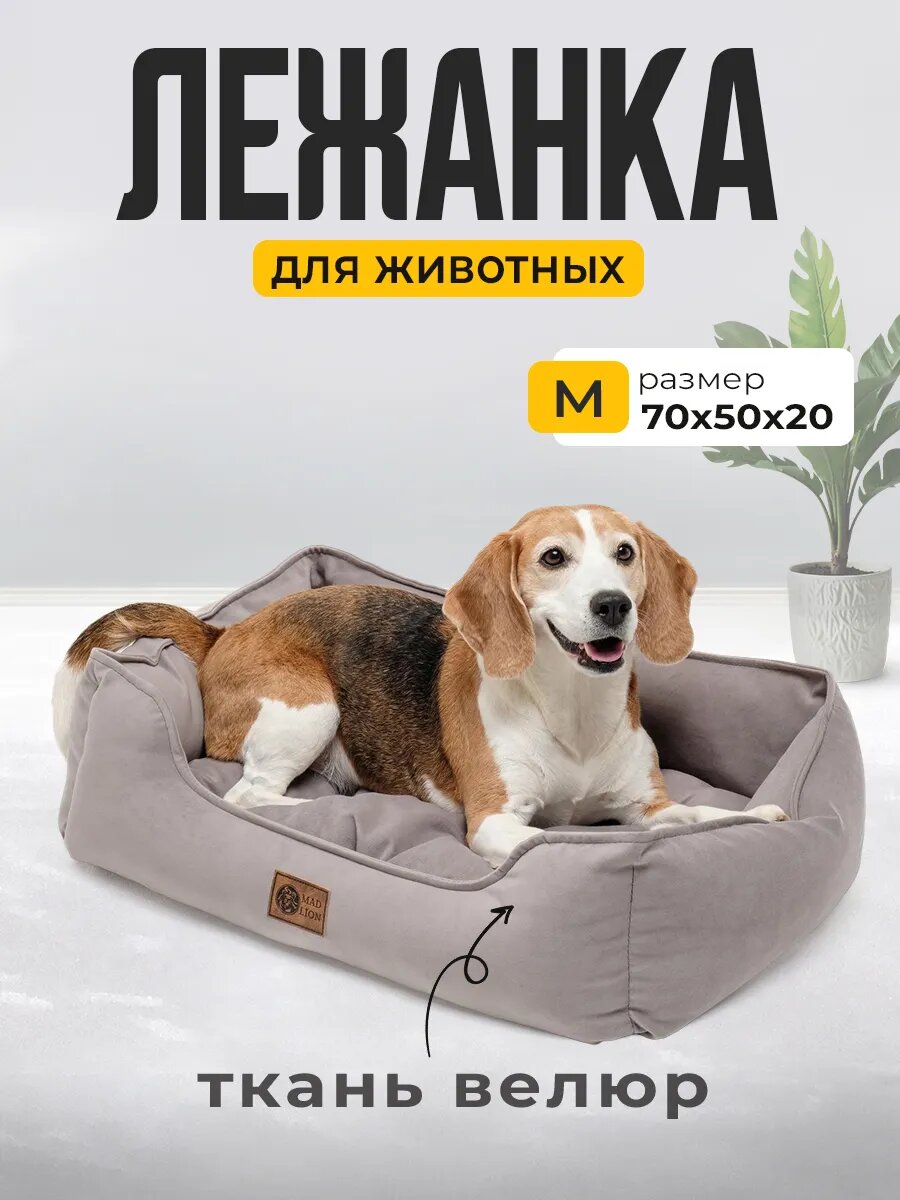 Лежанка для Кошек и Собак Большая с Бортиками и Подушкой