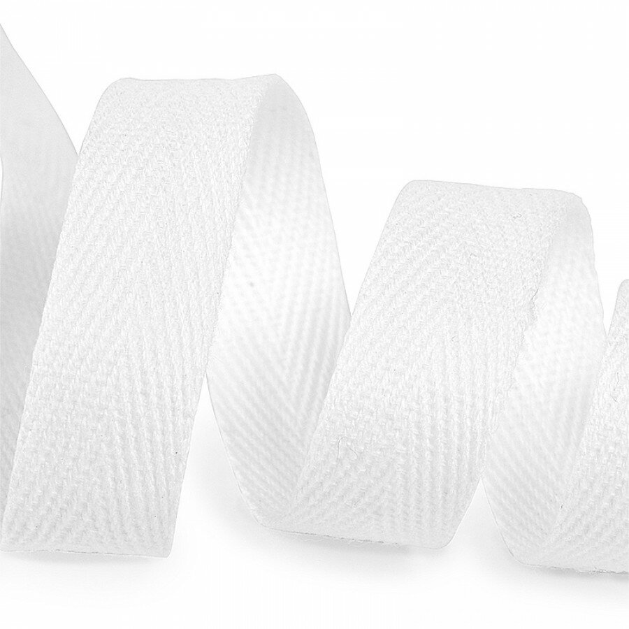 Тесьма киперная 15 мм хлопок 2,5г/см TBY. CT15101 цв. F101 белый уп.5м