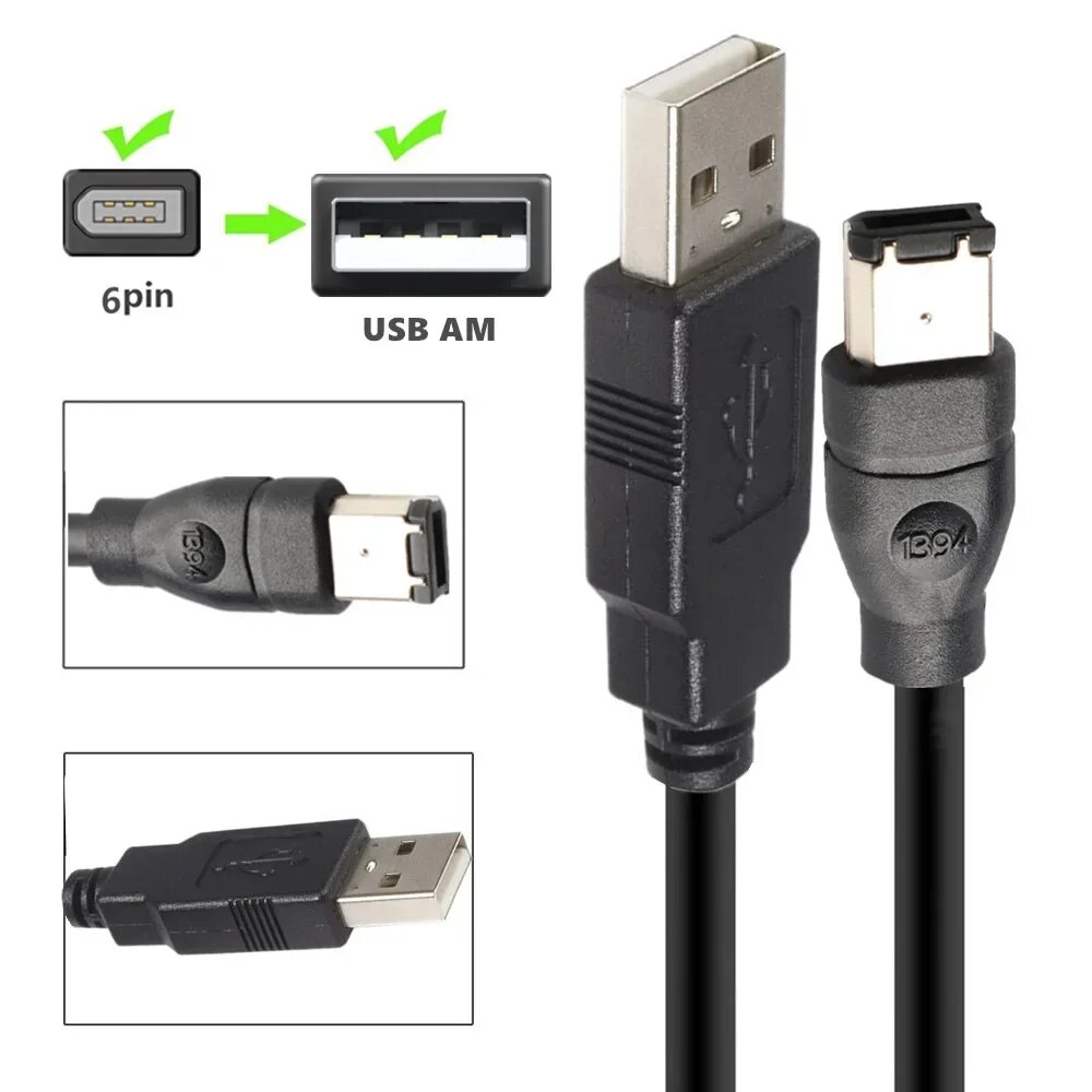 QinMSY Кабель-переходник Firewire IEEE 1394 на USB 2.0 1,2 м