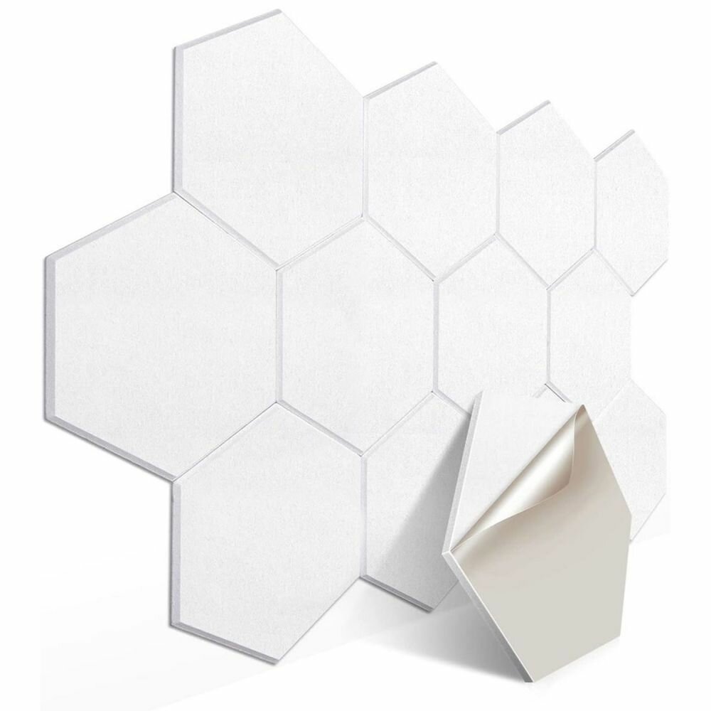 Большой Шестиугольник Самоклеящиеся акустические звукоизоляционные декоративные панели для стен, 12 шт