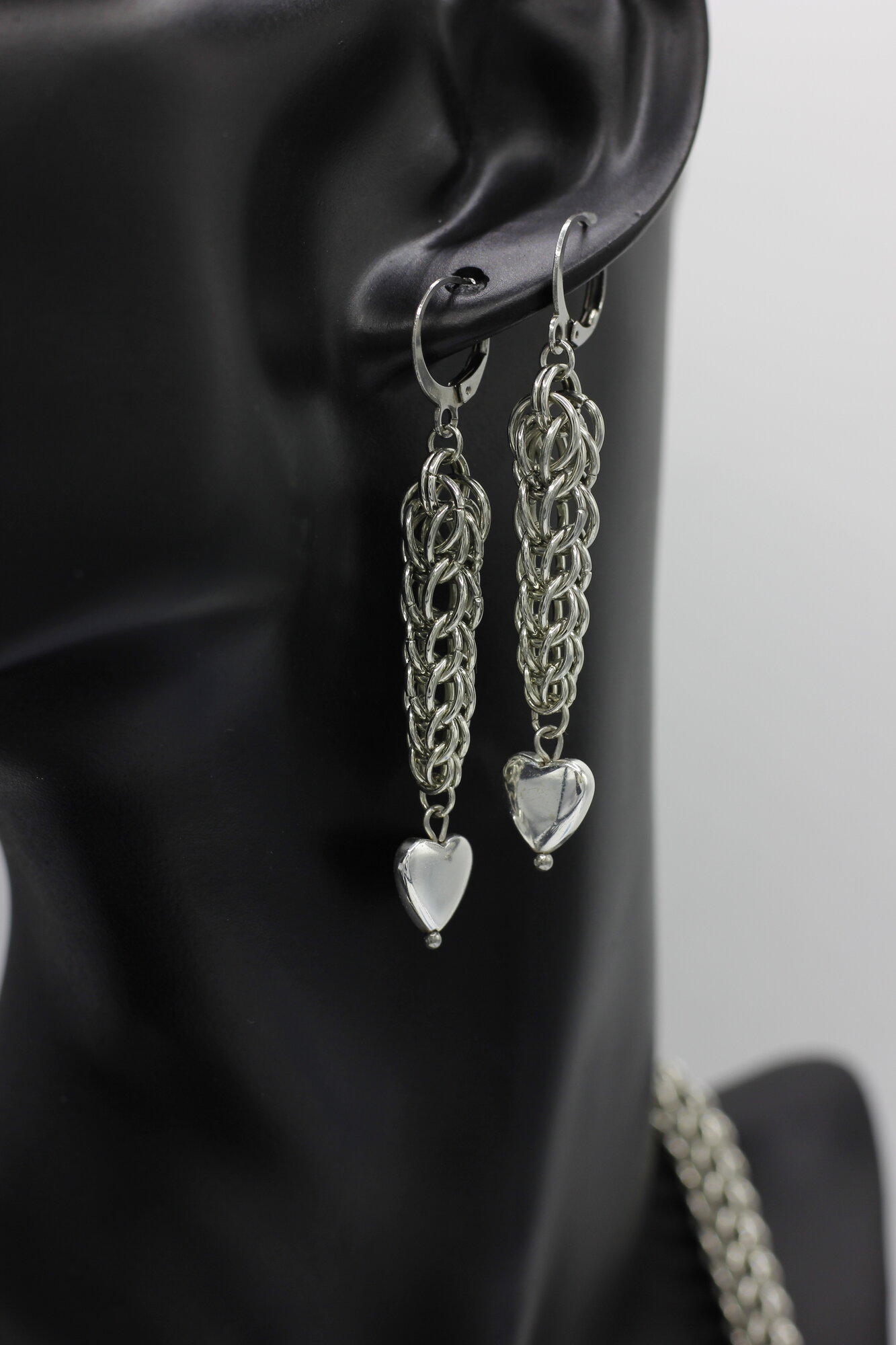 Серьги с подвесками, гематит