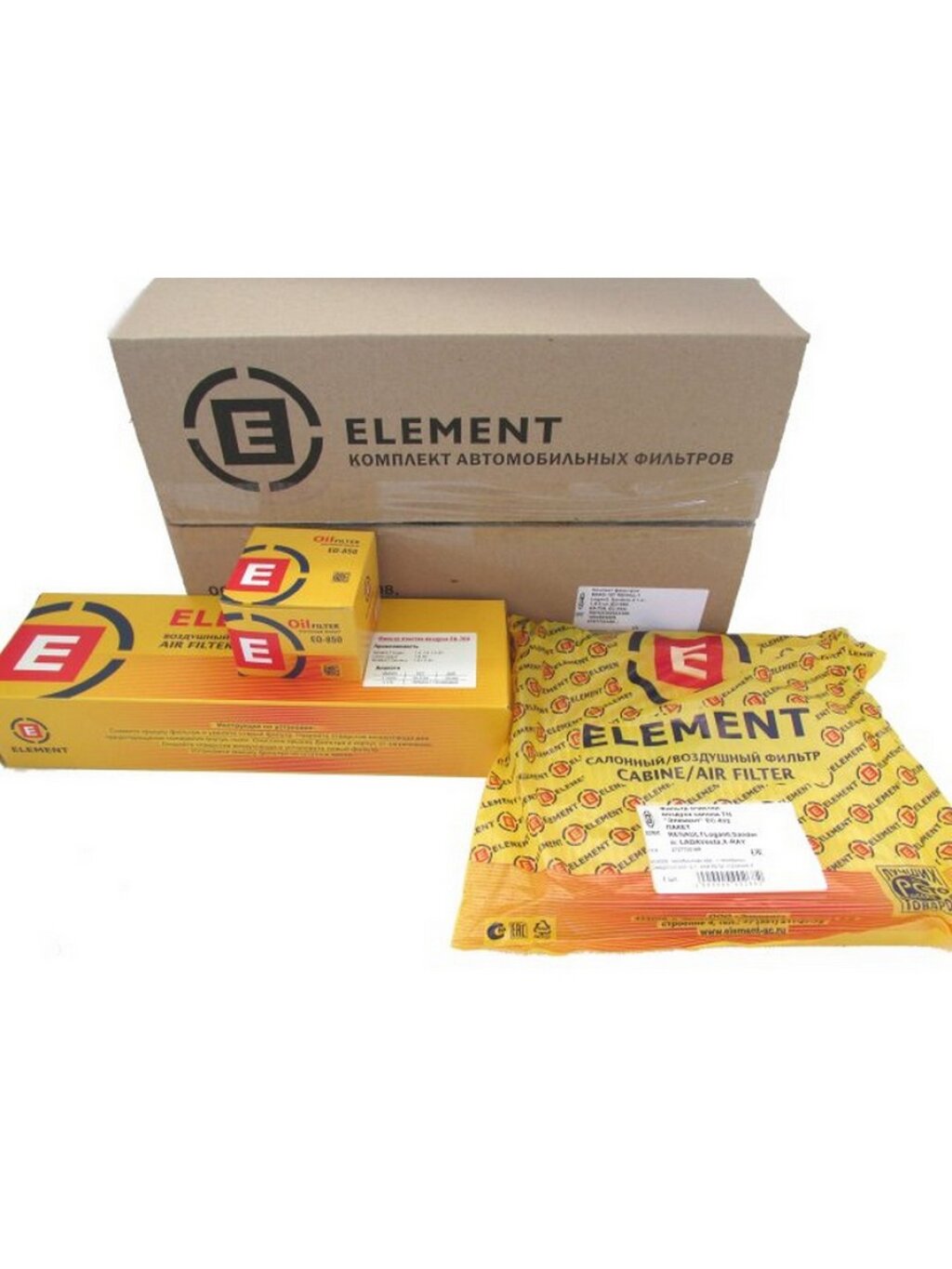 Комплект фильтров для а/м Lada Largus, Renault Logan (масляный+воздушный+салонный) Element