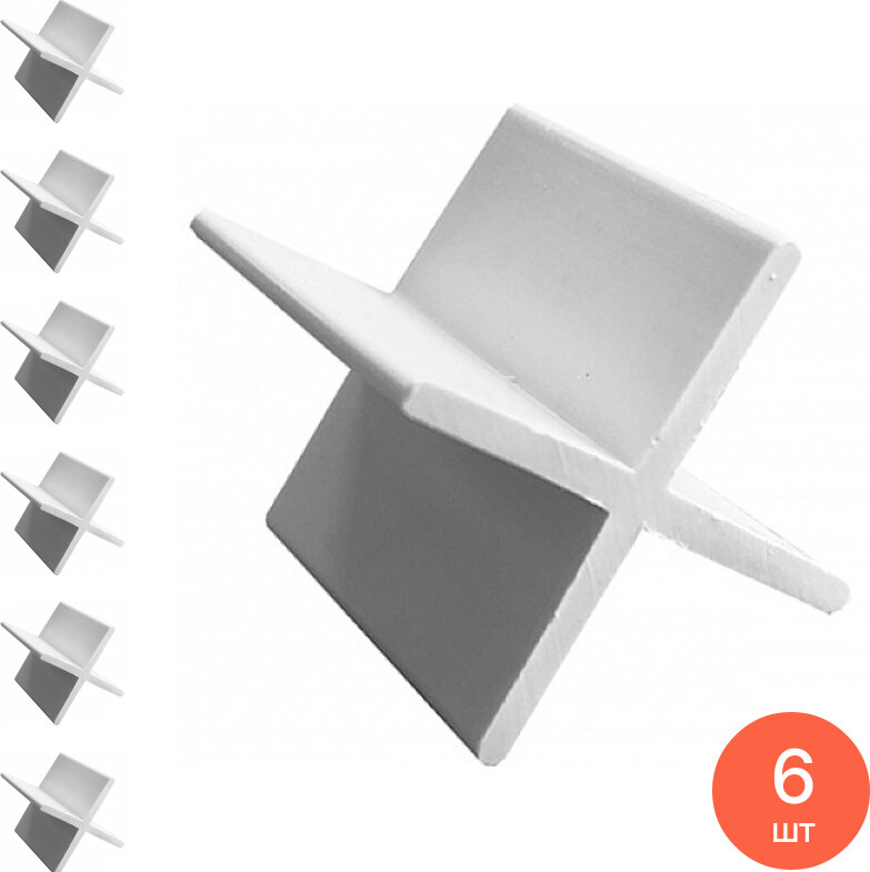 Крестики DECOR / Декор многоразовые для кафельной плитки, пластиковые, белые, 2мм, 20шт. в упаковке / крепеж (комплект из 6 шт)