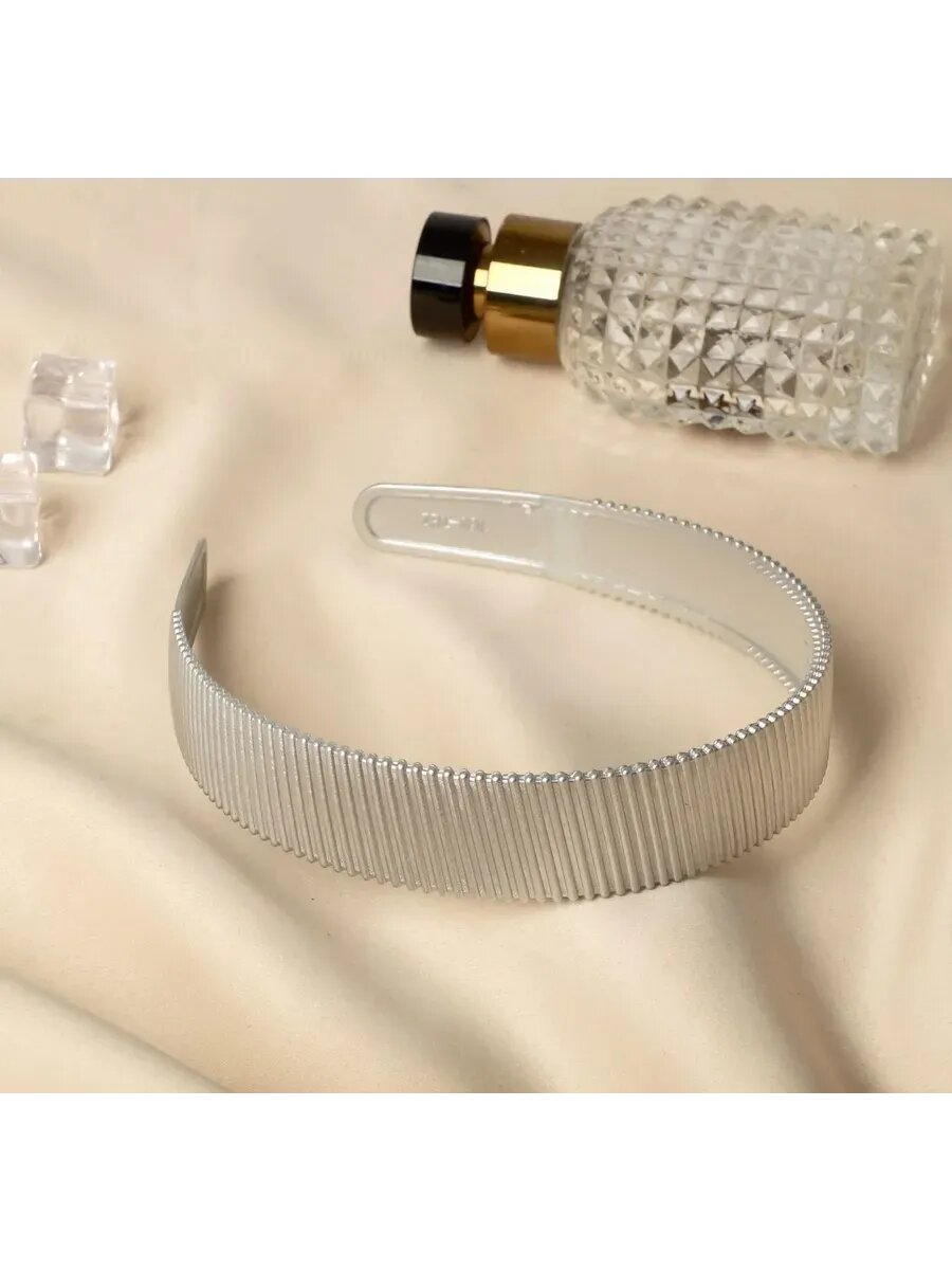 Ободок для волос Эмма полоски, 2,5 см, серебро золото