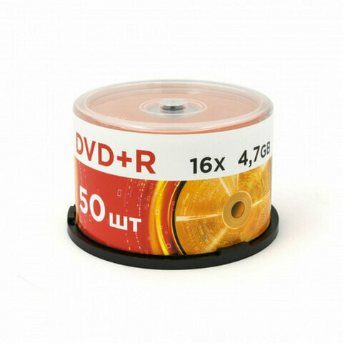 Диски DVD+R (плюс) MIREX, 4.7 Гб 16x Cake Box (упаковка на шпиле), комплект 50 шт, UL, UL130013A1B