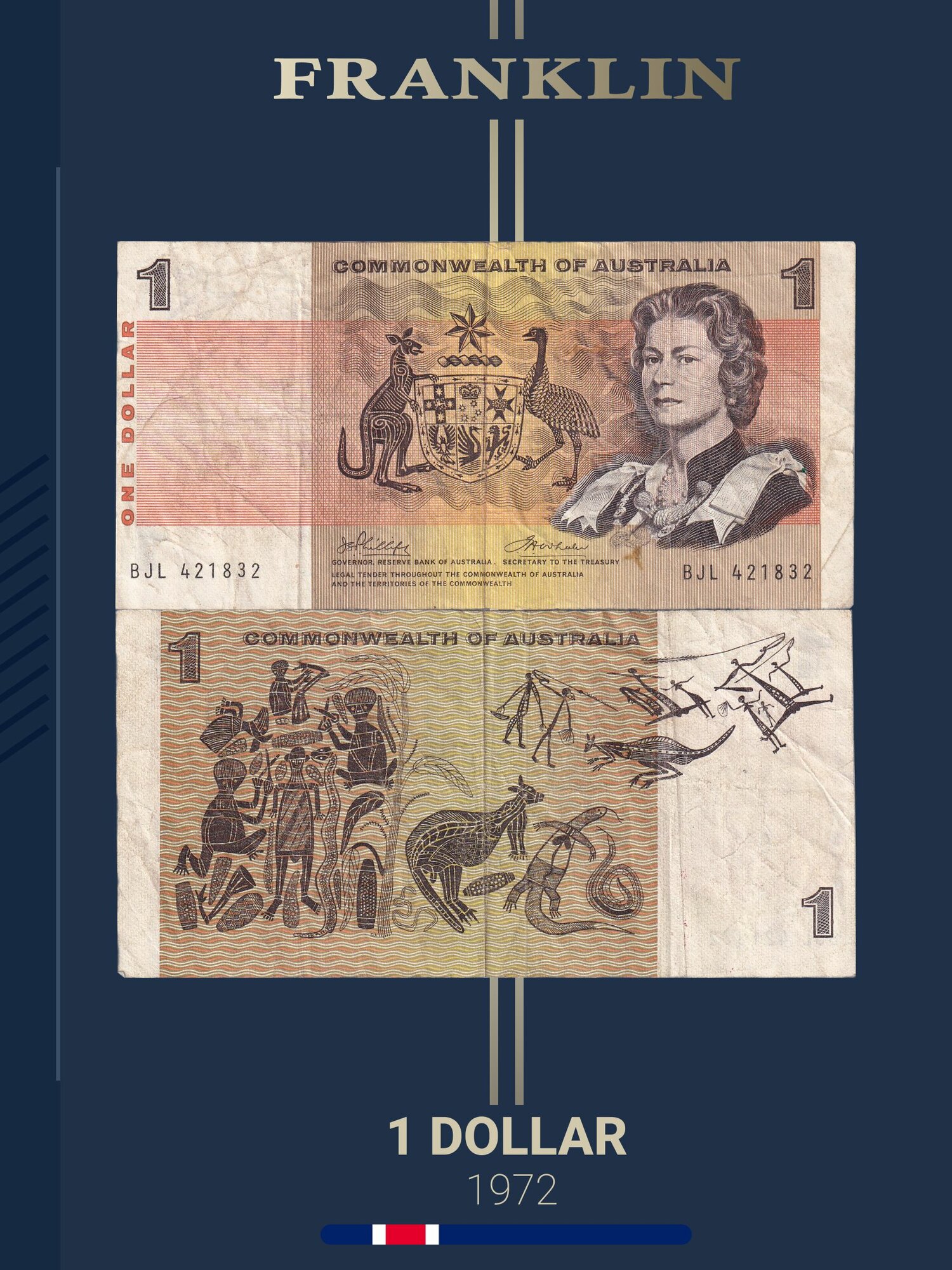 Банкнота Австралия 1 доллар 1972 год (F) Pick 37d