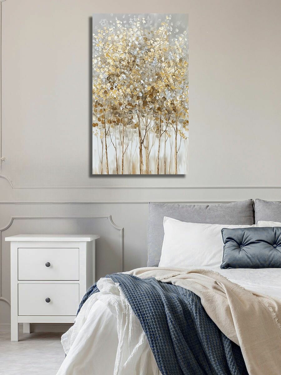 Картина на холсте LOFTime 60х100 Абстракция деревья сер желт 3 КБ-1543-60100