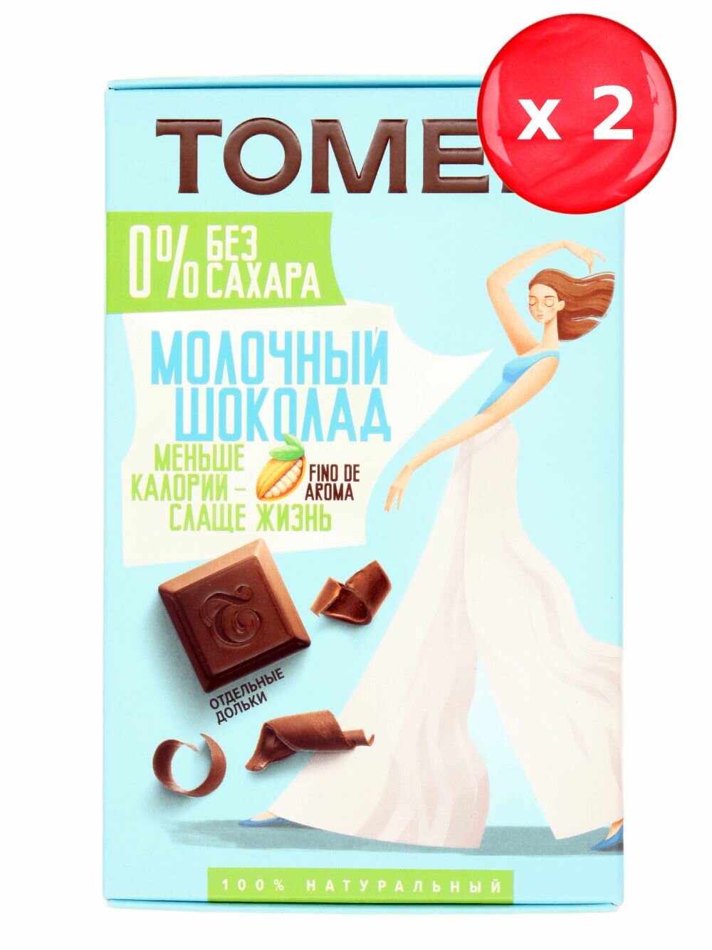 Шоколад Томер молочный без сахара 33% какао, 90 г х 2 шт