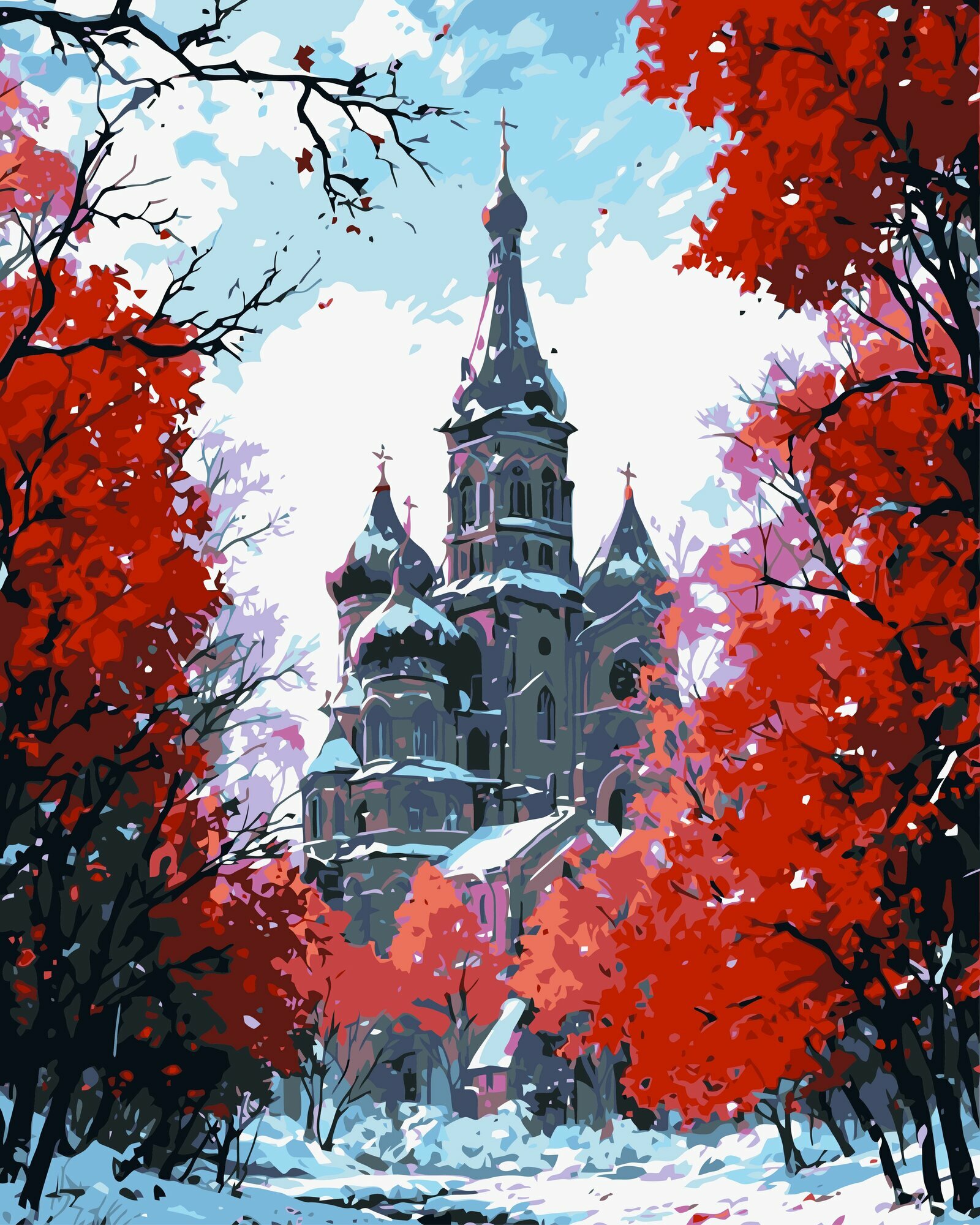 Картина по номерам Т270 "Красивая церковь", 40х50 см