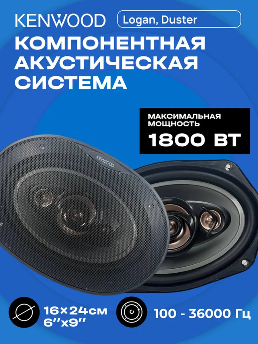 Динамики Kenwood 1800W 16x24 см комплект 2 шт