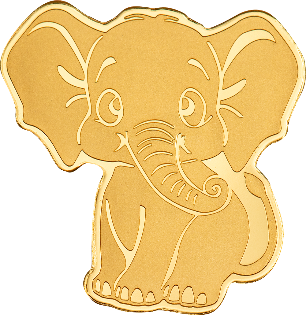 Монета золотая Палау, 1 доллар 2025 год, Золотые блики-Слон