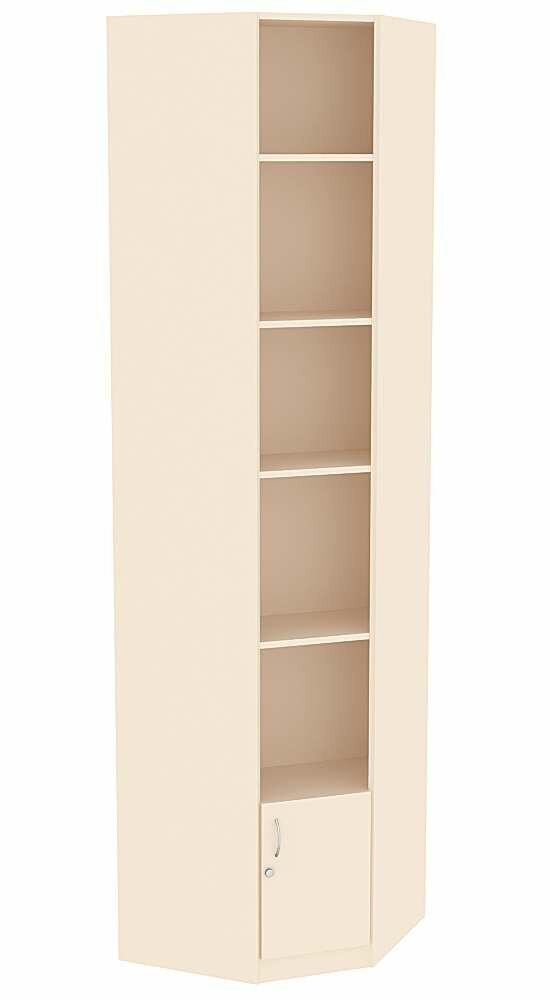 Высокий стеллаж угловой серии Эконом №5-400 с торцами 400 мм и дверью 410 мм, Крем Вайс