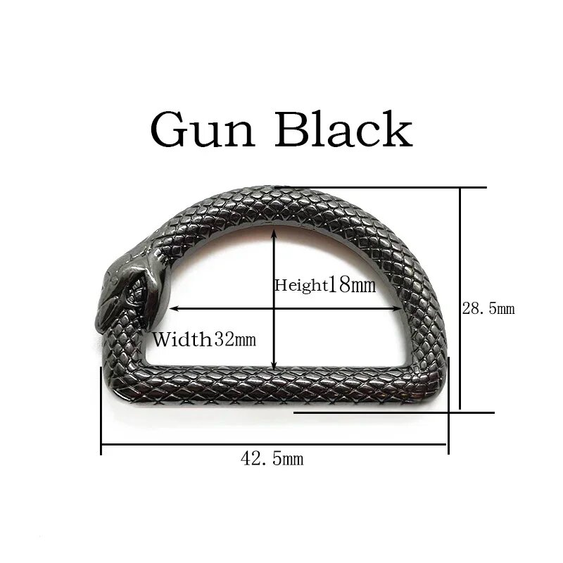Металлические D-кольца черные Gun Black 32x18x42.5 мм