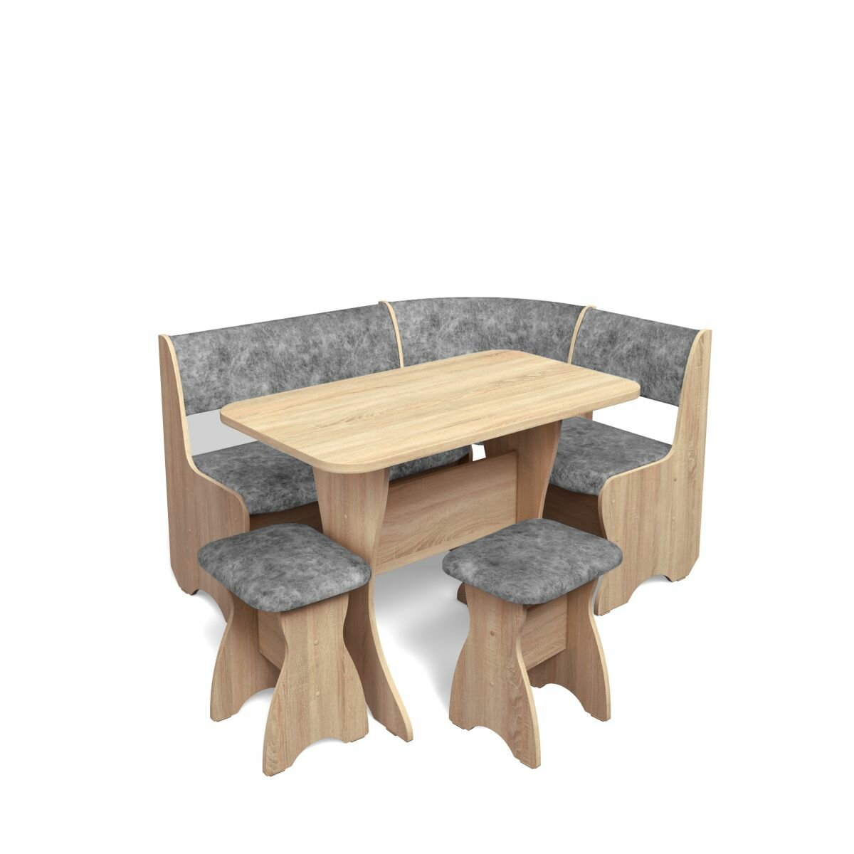 Кухонный уголок Betel Тюльпан Однотон дуб сонома/велюр графит