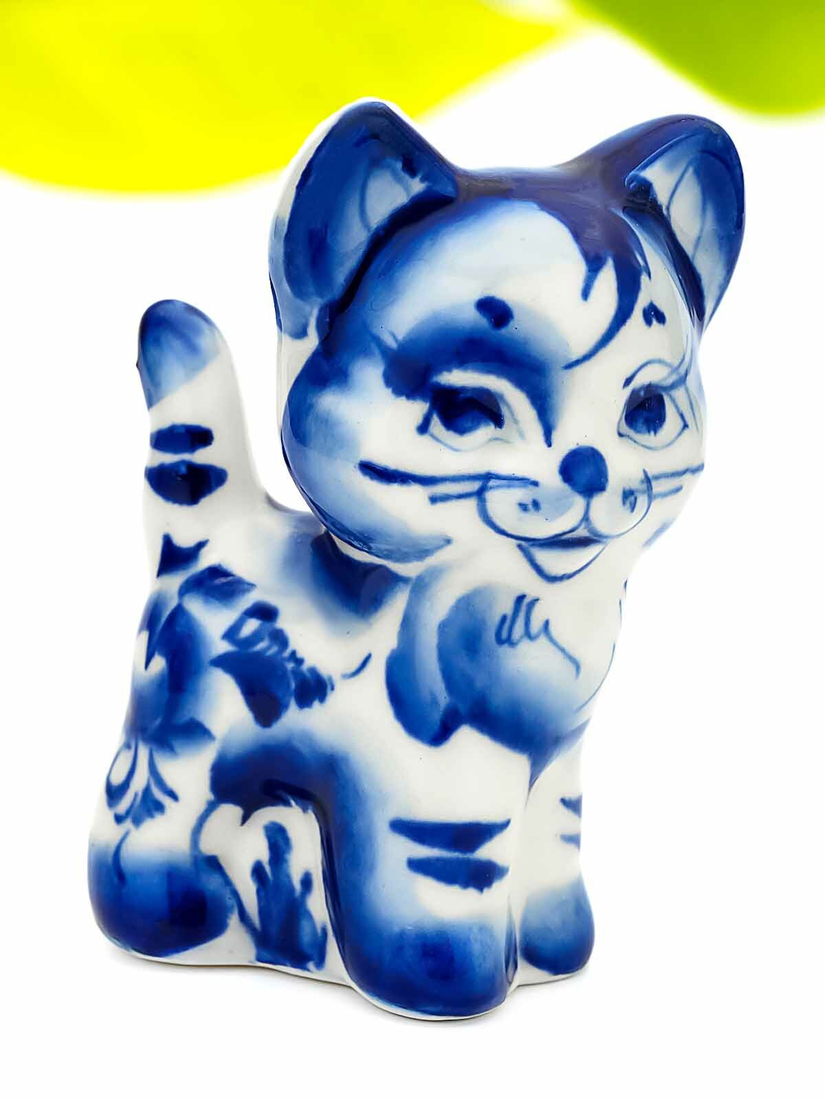 Фигурка коллекционная - Кошечка, Гжель, Фарфор, 10 см