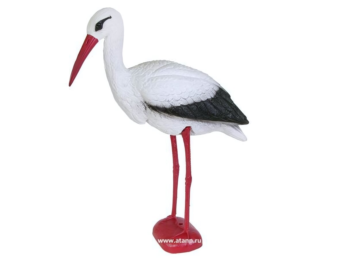 Фигура садовая "Аист" 73см, белый цвет, реалистичный дизайн, для сада