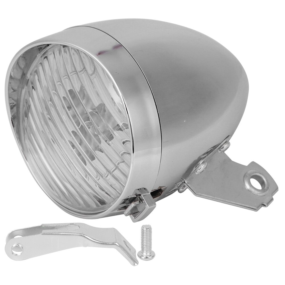 3LED винтажный велосипедный передний фонарь, велосипедная фара, велосипедный аксессуар для фиксированной передачи, серебристый
