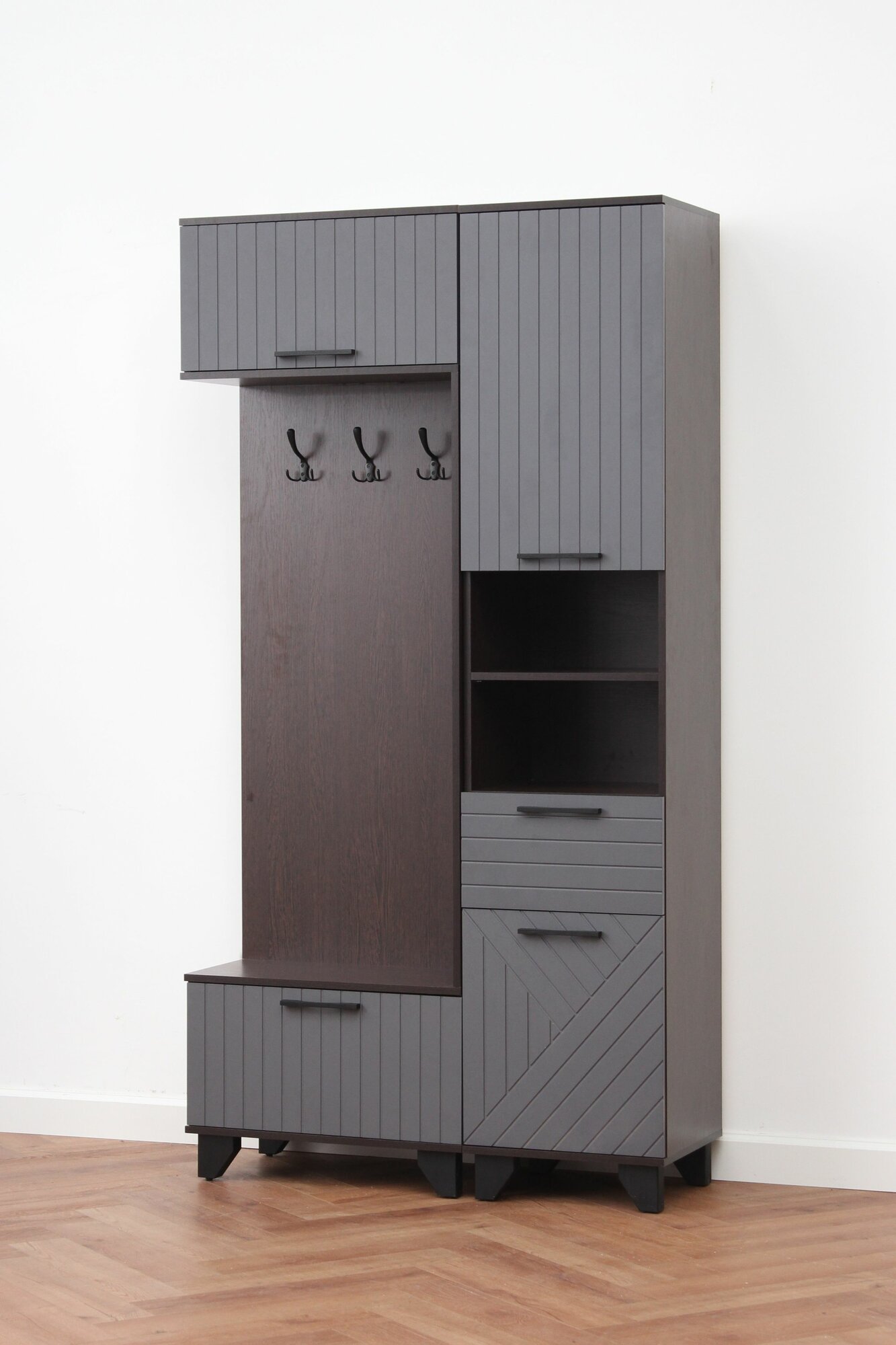 Прихожая Копенгаген 1 (вариант 2) Венге/Серый графит (Двенадцать стульев)