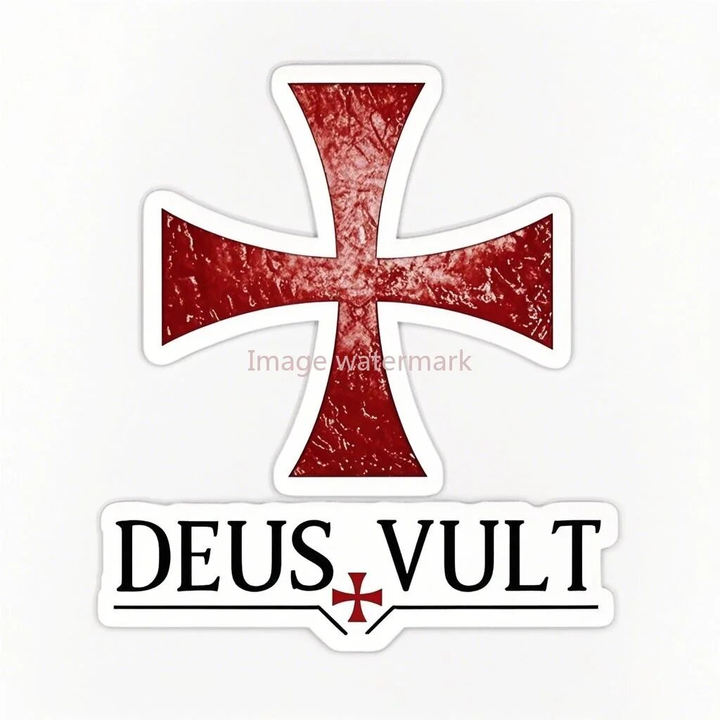 Рыцарь Тамплиер Крестонос Красный Крест Deus Vult Значок ПВХ Водонепроницаемые Автомобильные Наклейки Бампер Ноутбук Мотоцикл Кемпер Ван Стол Холодильник