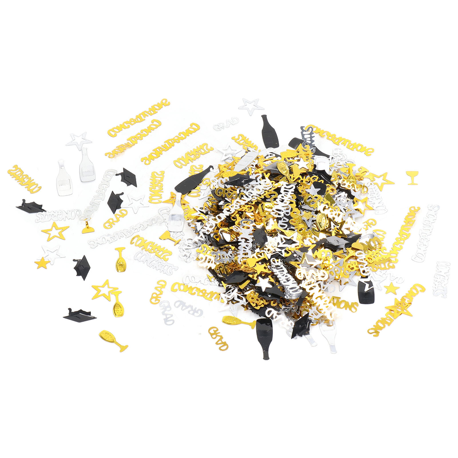 Конфетти для выпускного стола, глянцевое, хорошее украшение, 100 г, бумажные конфетти для вечеринки, школьной вечеринки, упаковки подарков, черные, золотые, серебряные.