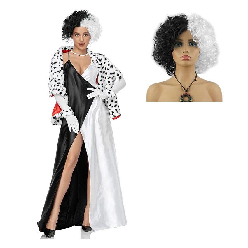 Костюм Круэлла Де Виль для женщин XL, Dress and wig