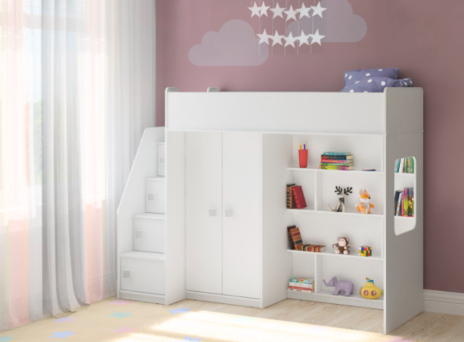 Кровать чердак Л-А602.3 80х190 Белый Белый