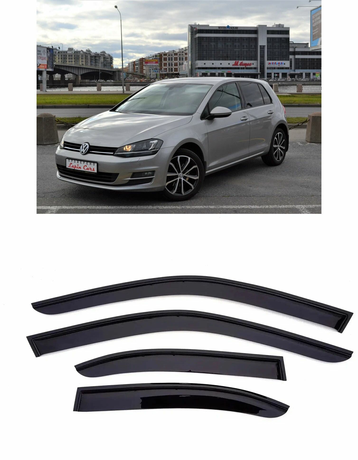 Дефлекторы боковых окон VOLKSWAGEN Golf Фольксваген Гольф 7 5дв. (2012-2017)