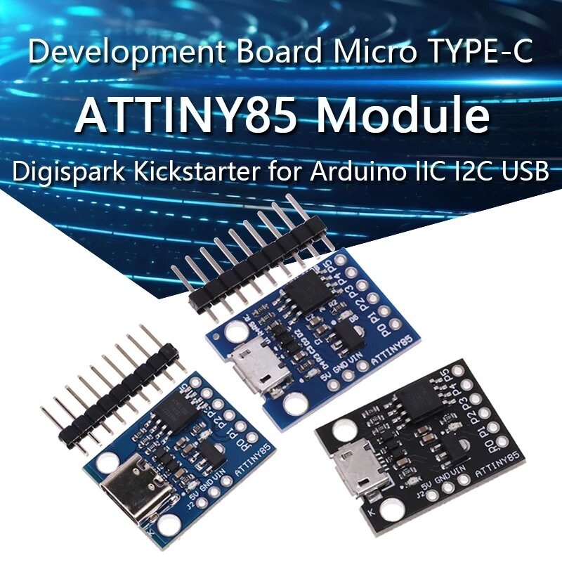 Модуль ATTINY85 Digispark BLUE BLACK Micro Black — фото 1