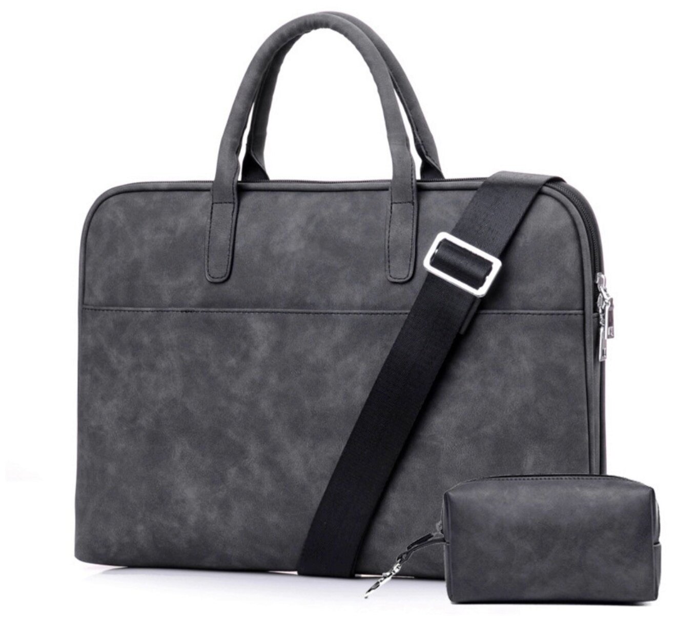 Сумка-портфель MyPads M933 для ноутбука из качественной искусственной кожи женская мужская модная красивая с ручкой для переноски и с ремнем через плечо + сумочка для аксессуаров (17.3" дюймов)