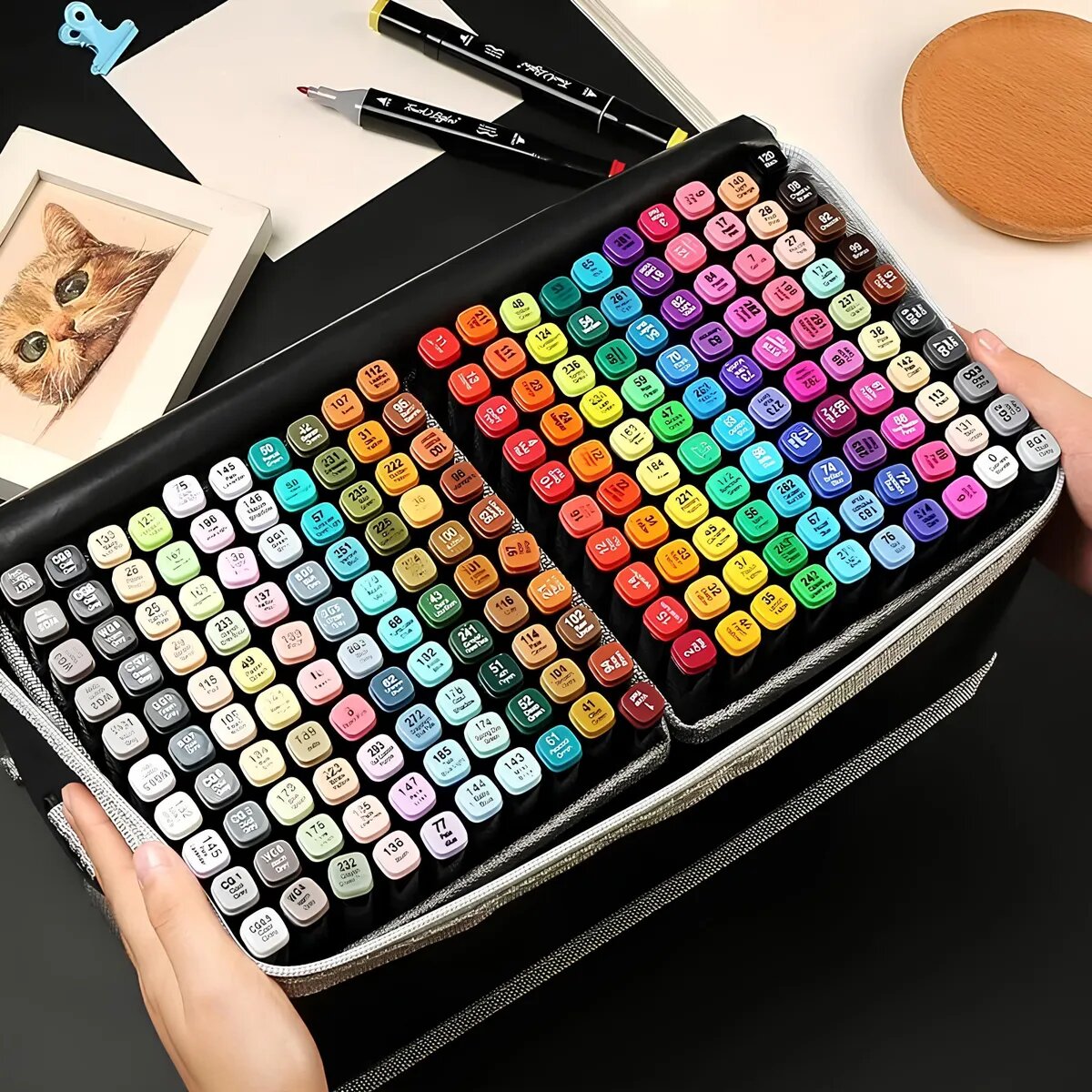 Набор маркеров, Маркеры для скетчинга и рисования, двусторонние Акварельный, толщина: 1мм - 6мм, 262 шт.