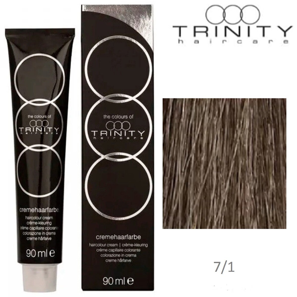Trinity The Color of Trinity Стойкая крем краска 7/1 средний блондин пепельный 90 мл