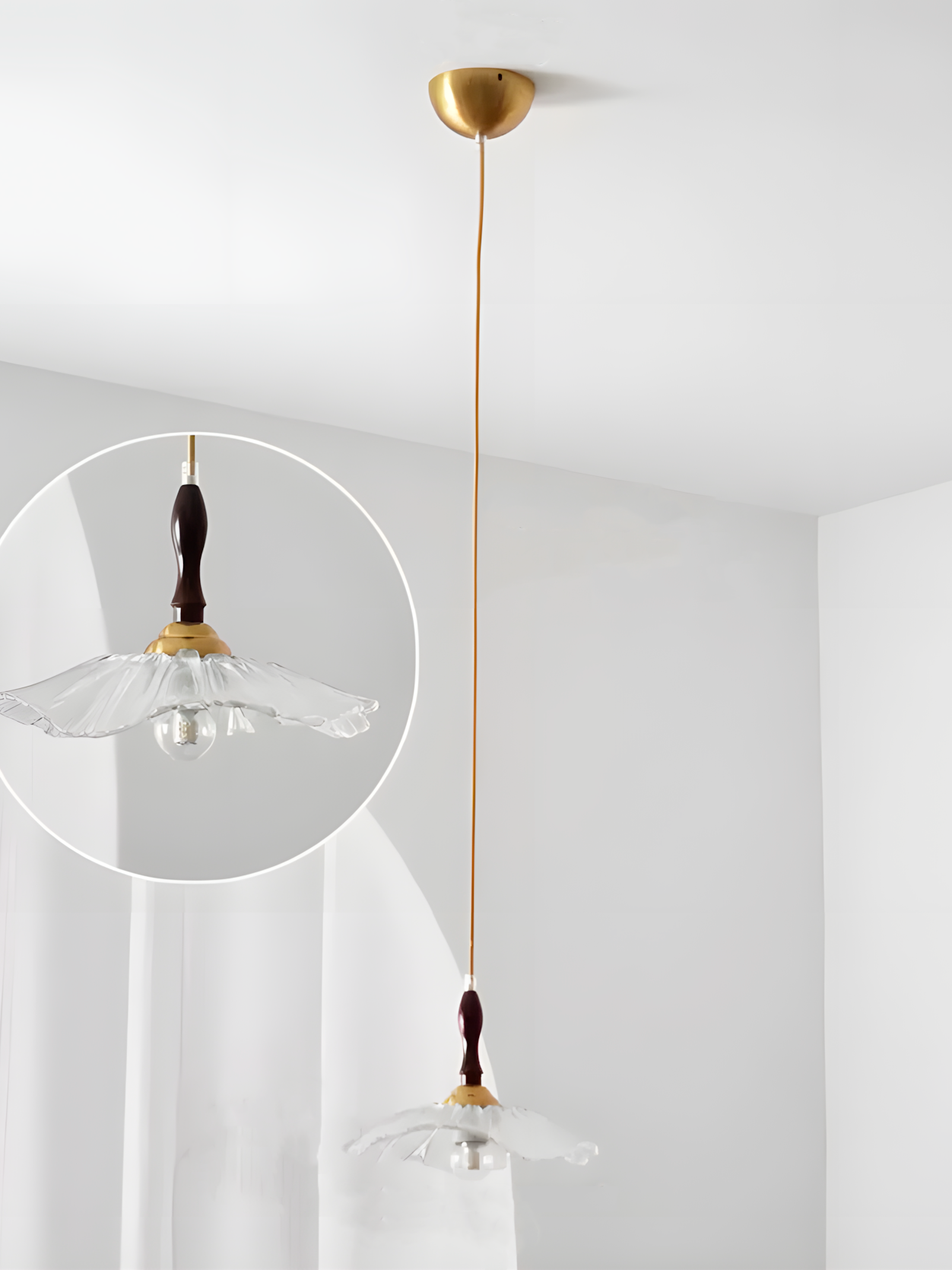 Подвесной светильник Ретро 1-4 ㎡, высота до 120 см, E27, модель G, прозрачный плафон стекло